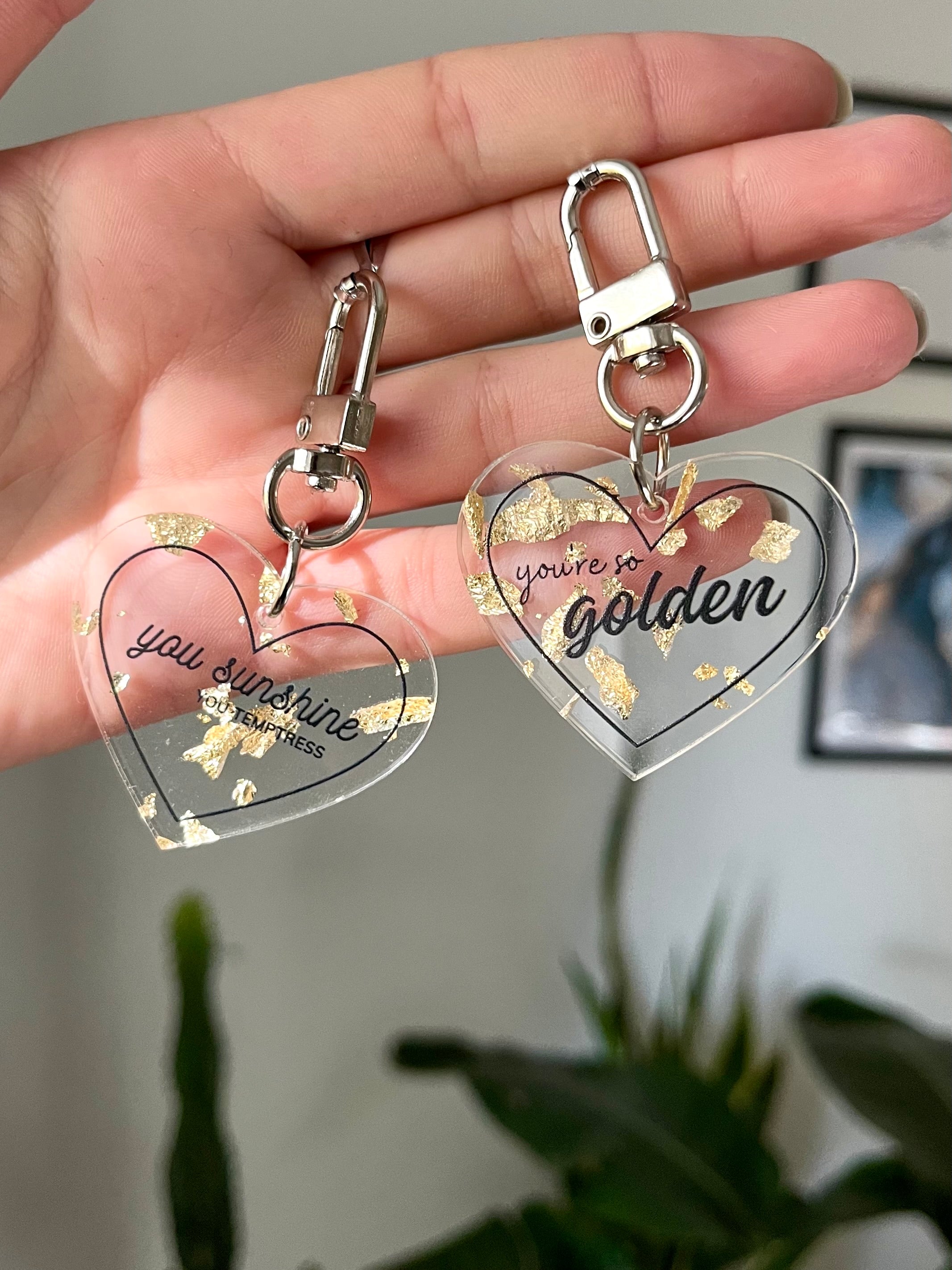 Golden acrylic Heart Keychains – Miriams mind